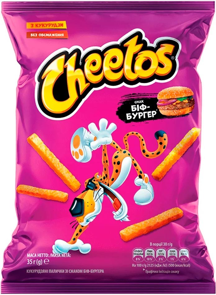Кукурудзяні палички Cheetos зі смаком біф-бургера 70 г — купити у Києві ...
