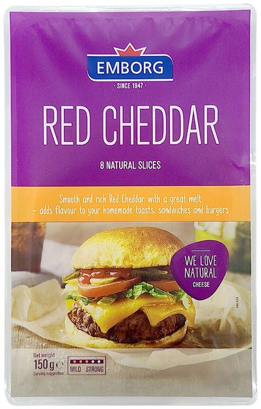 Сир Emborg Red Cheddar нарізка 50% 150 г — купити у Києві з доставкою ...